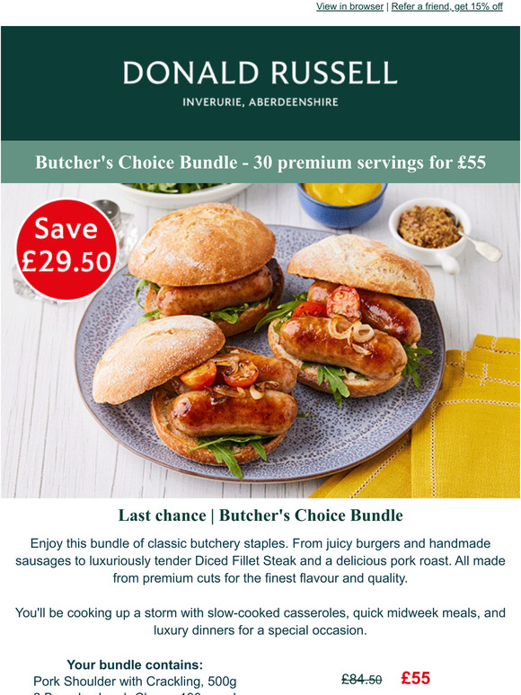 Donald Russell: Butcher's Box - 30 servings for £55 💥 | Milled