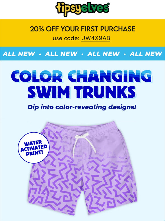 Tipsy Elves: All NEW Color Changing Swim Trunks Are Here! 🎨 | Milled