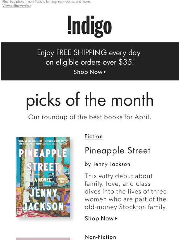 Indigo Books & Music: Your April Reading List Is Here | Milled