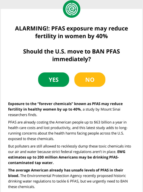 Environmental Working Group: NEW STUDY re: PFAS | Milled