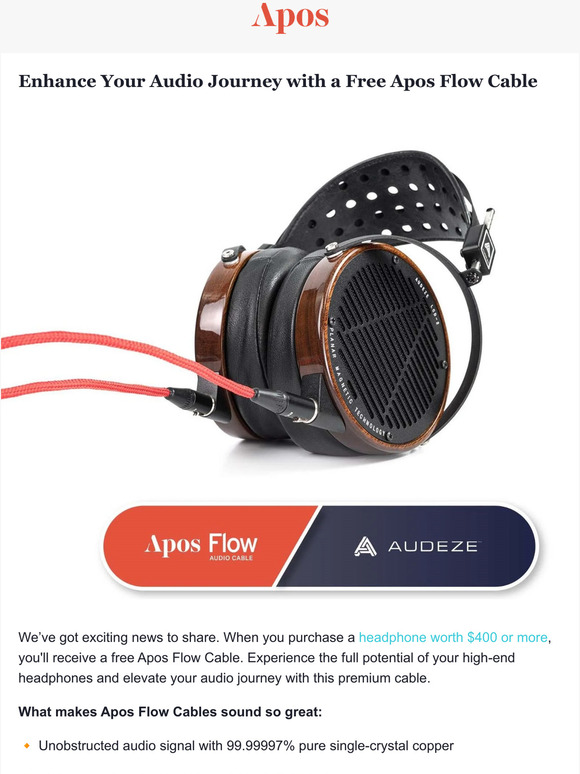 Apos Audio: Enhance Your Audio Journey with a Free Apos Flow Cable | Milled