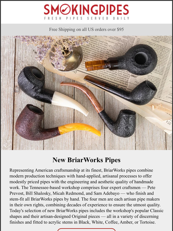 Smokingpipes: New BriarWorks Pipes | Classic and Original Shapes | Milled