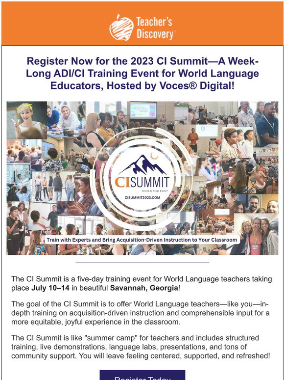 Teacher's Discovery: Register Today for the CI Summit—An ADI/CI ...