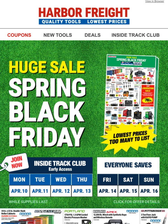 Harbor Freight: HUGE SALE - Spring Black Friday - Join Now for Early ...