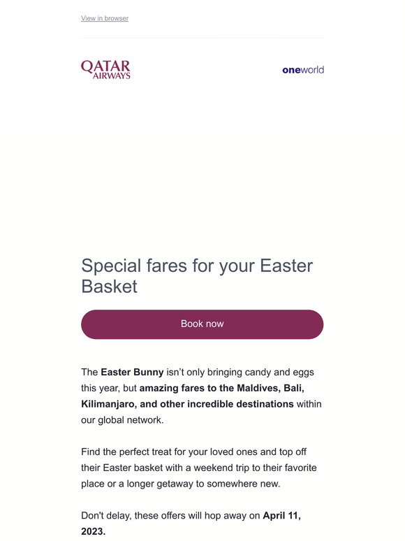 Qatar Airways: Special fares for your Easter Basket | Milled