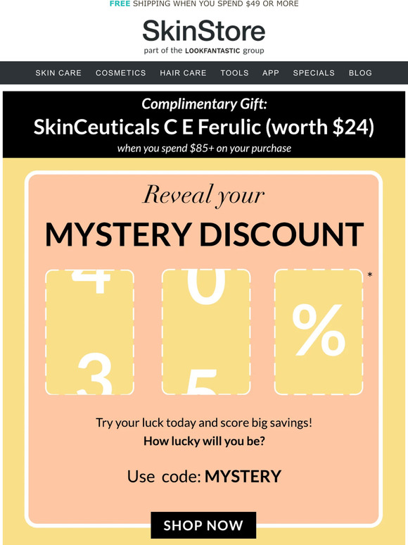 SkinStore: Open to reveal your mystery discount😊 | Milled