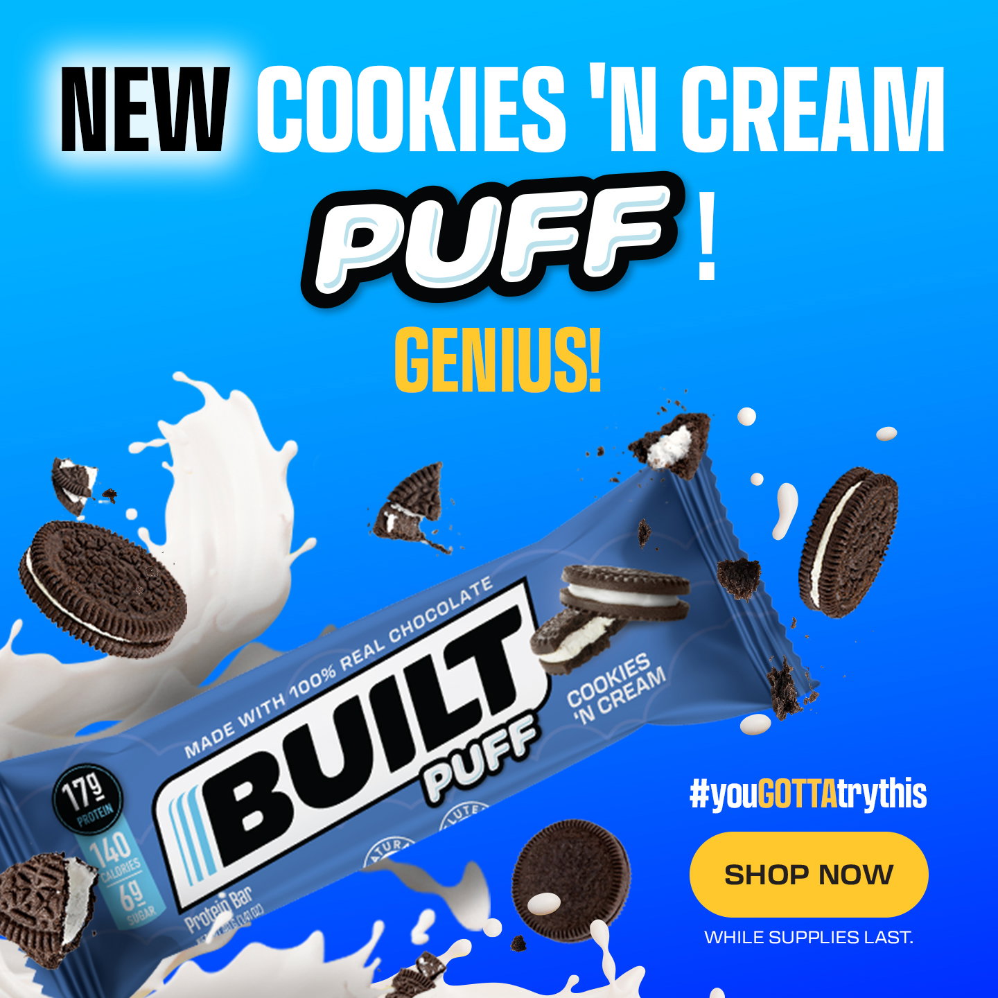 Built Bar: Cookies 'N Cream BUILT Puffs are here! 🥰 | Milled