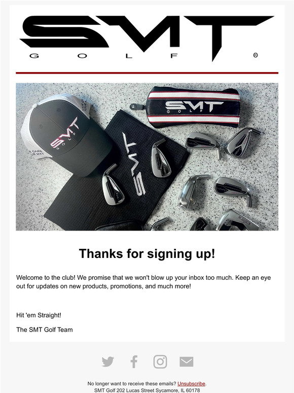 SMT Golf: Thanks for signing up! | Milled