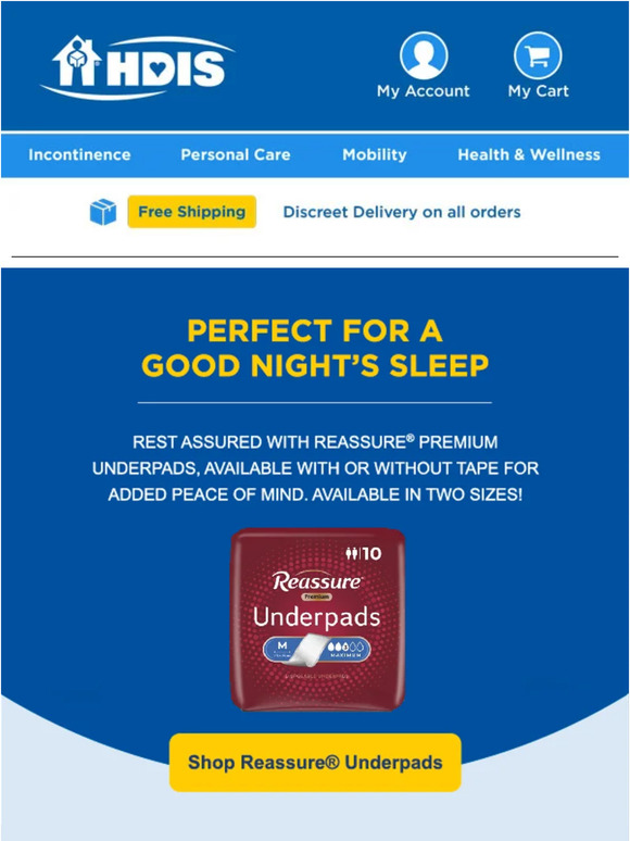 HDIS: Did you Know Reassure® Underpads are Now Available in 2 Sizes ...