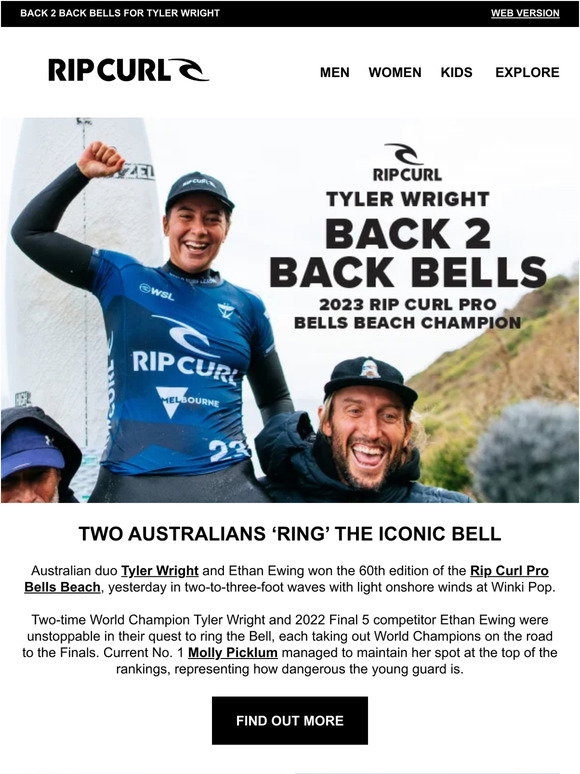 Rip Curl: Your 2023 Rip Curl Pro Bells Beach Champions | Milled