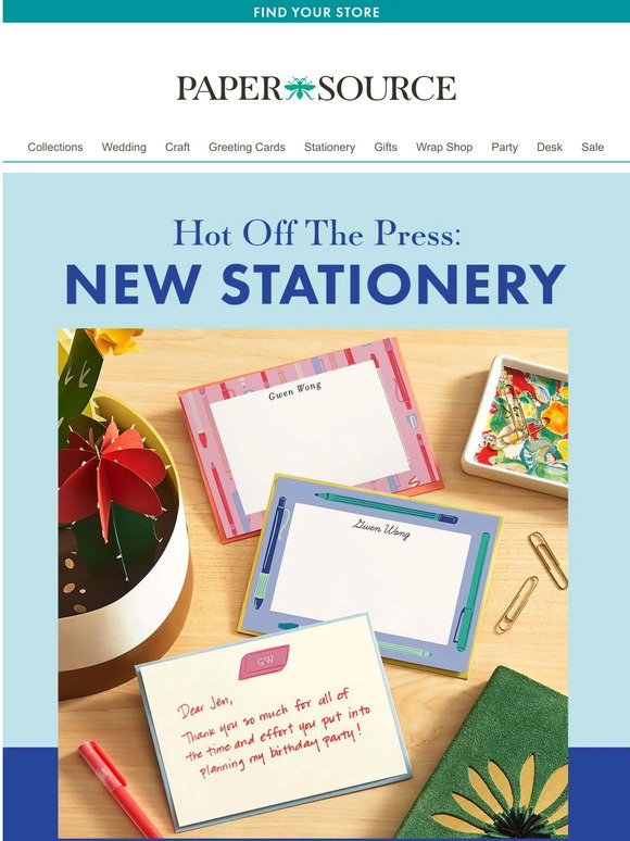 Paper Source: For You: Over 50 New Stationery Styles to Customize! | Milled