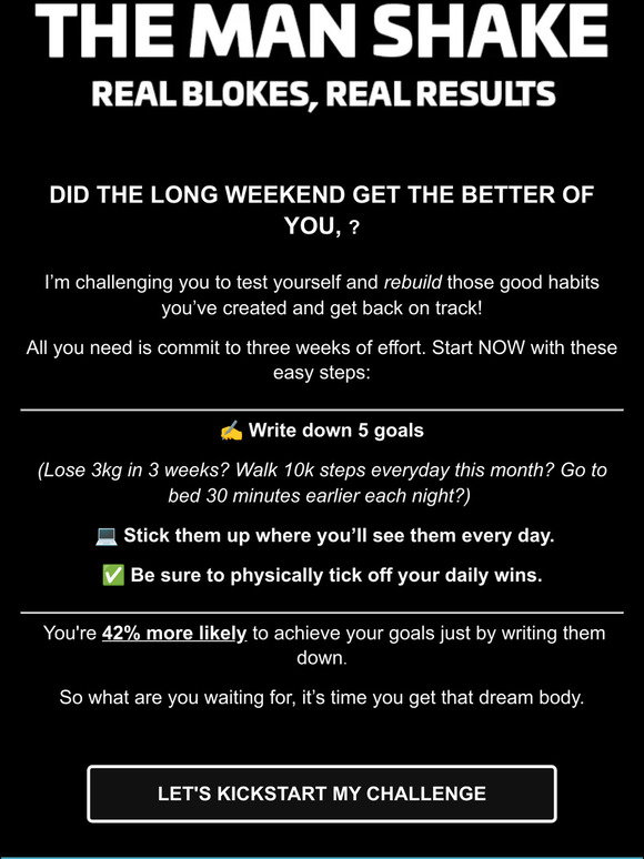 The Man Shake: Get Back On Track in Just 3 Weeks, ! | Milled