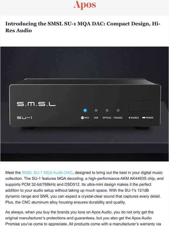 Apos Audio: Introducing the SMSL SU-1 MQA DAC: Compact Design, Hi-Res ...
