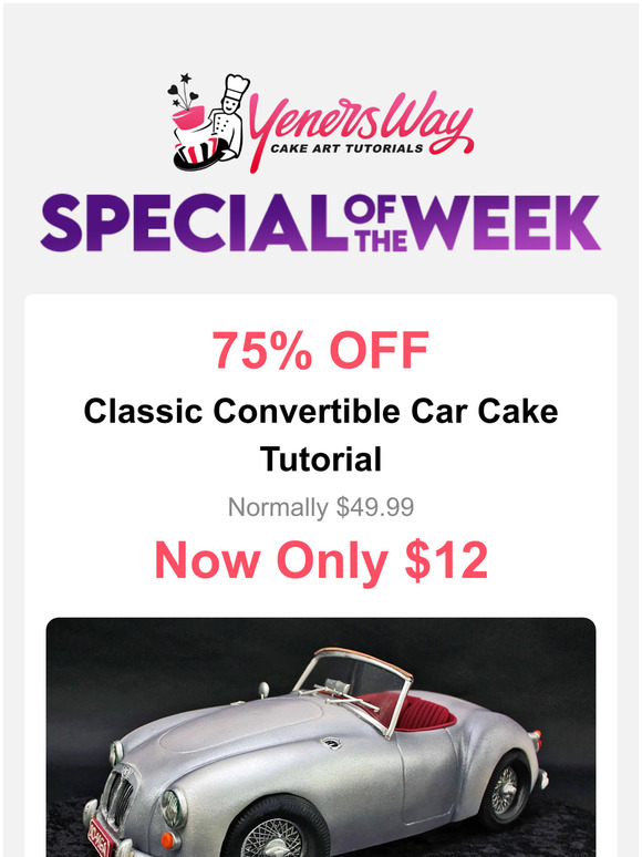 Yeners Way: Classic Convertible Car Cake tutorial - Special of the Week ...