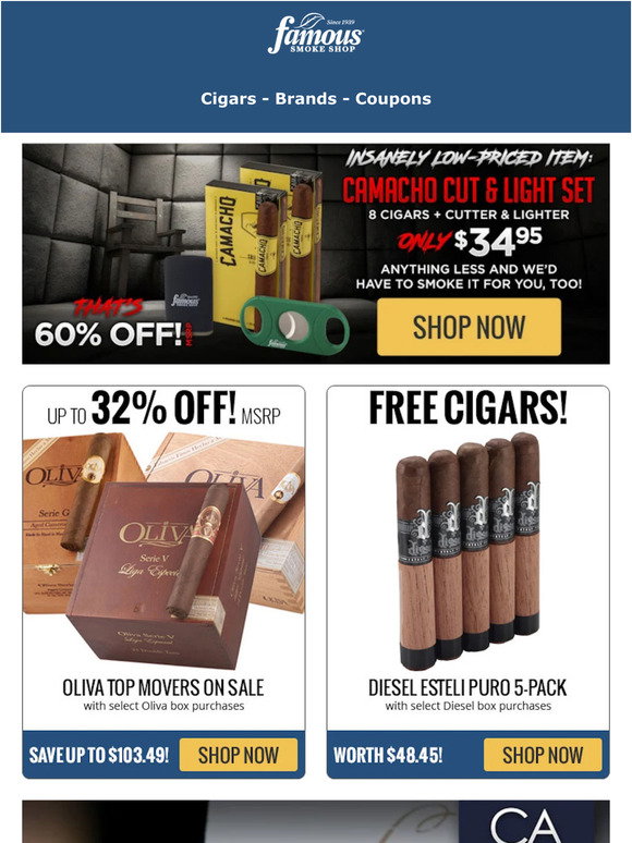 Famous Smoke Shop: Freebies from Drew Estate, Diesel + Epic Savings ...