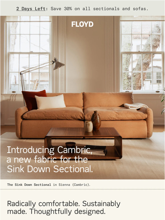 Floyd: Introducing: The Sink Down Sectional in Cambric | Milled