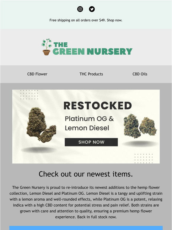 The Green Nursery: Platinum OG and Lemon Diesel CBD Flower! | Milled