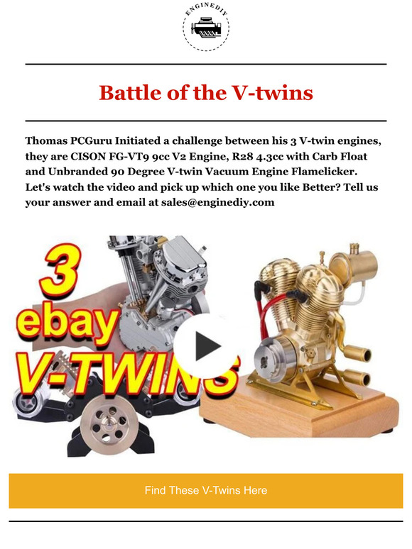 Enginediy: Battle of the V-twins: 3 V-twin model engines run & compared ...