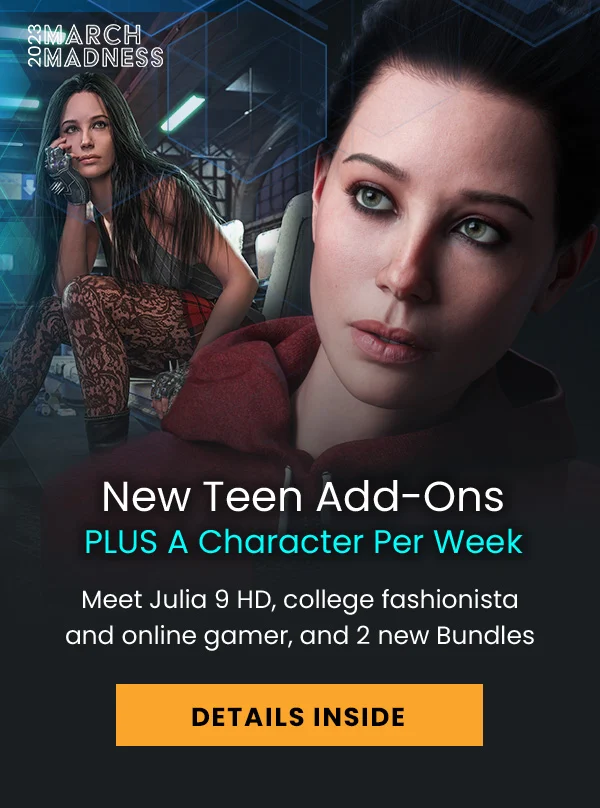 DAZ 3D: New Teen Add-Ons - PLUS A Character Per Week Mix and Match | Milled