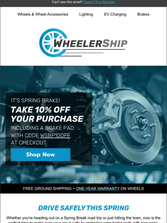 WheelerShip: Enjoy SPRING BRAKES with 10% OFF! | Milled