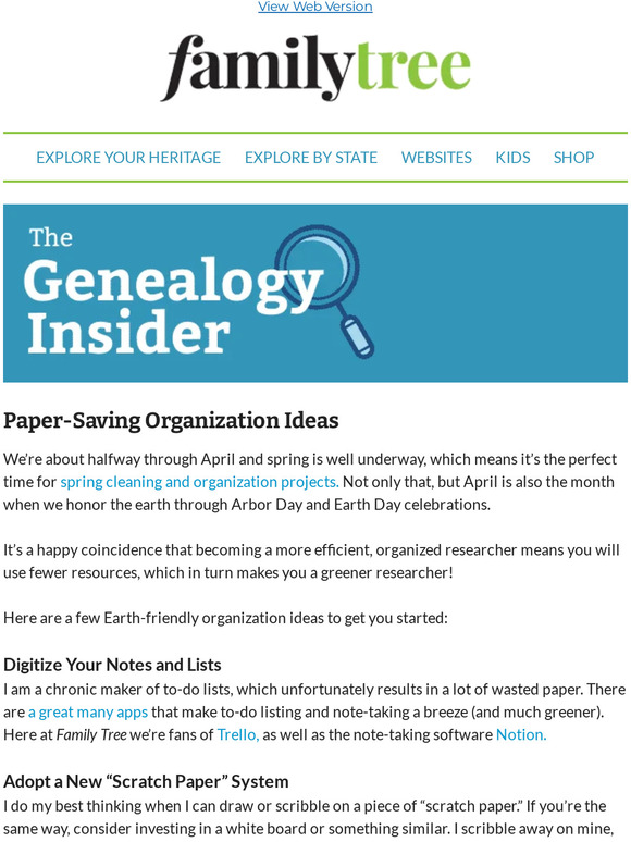 Family Tree Magazine: The Genealogy Insider: Paper-Saving Organization ...