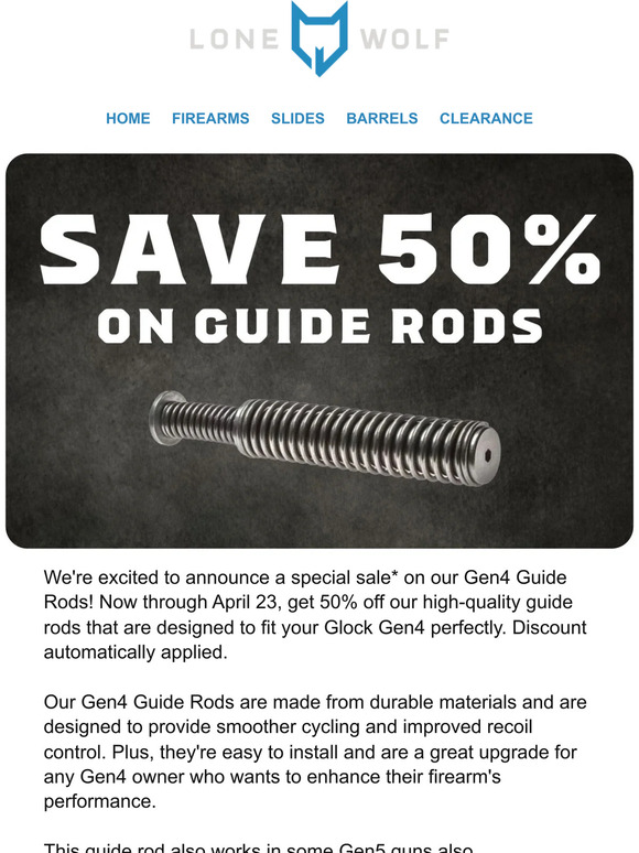 Lone Wolf Distributors: 50% OFF Lone Wolf Arms Gen4 Guide Rods | Milled