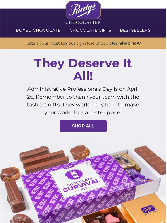 Purdys Chocolatier: 💜REMINDER: Administrative Professionals Day is on ...