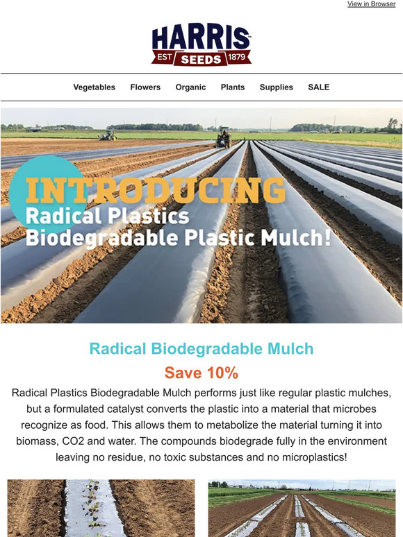 Harris Seeds: 💚 Introducing Biodegradable Plastic Mulch | Milled