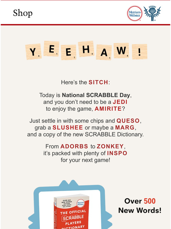 Merriam-Webster: 20% off for National SCRABBLE Day | Milled