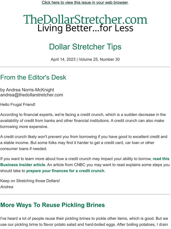 Dollar Stretcher: 4/14/23: Dollar Stretcher Tips | Milled
