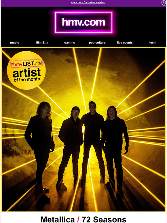 HMV MOBILE /エルパカBOOKS【携帯向けサイト】: NEW: hmv Artist Of The Month! | Metallica - 72 Seasons | Win ...