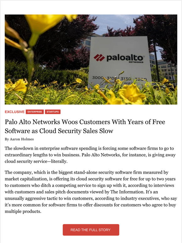 The Information: Palo Alto Networks Woos Customers With Years of Free ...