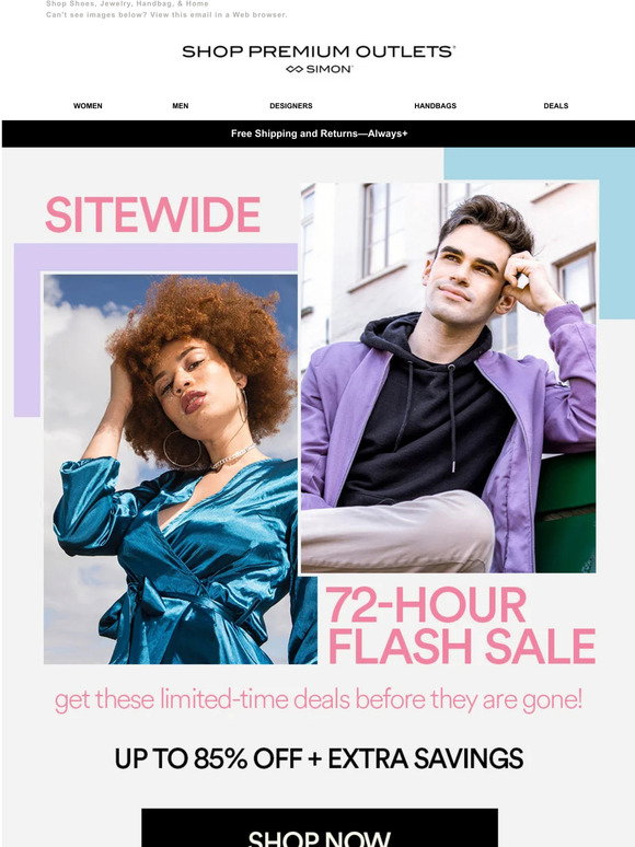 Shop Premium Outlets: 72 Hours ⚡SITEWIDE SAVINGS | Milled
