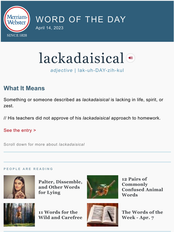 Merriam-Webster: Lackadaisical - plus, Palter, Dissemble, and Other ...