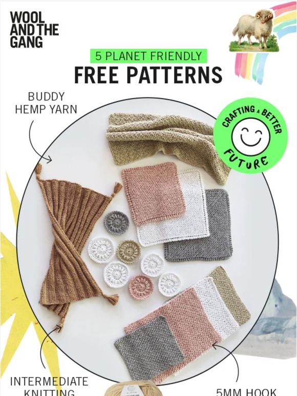 Wool and the Gang: FREE PATTERN COLLECTION: Earth Day edition 💙 | Milled