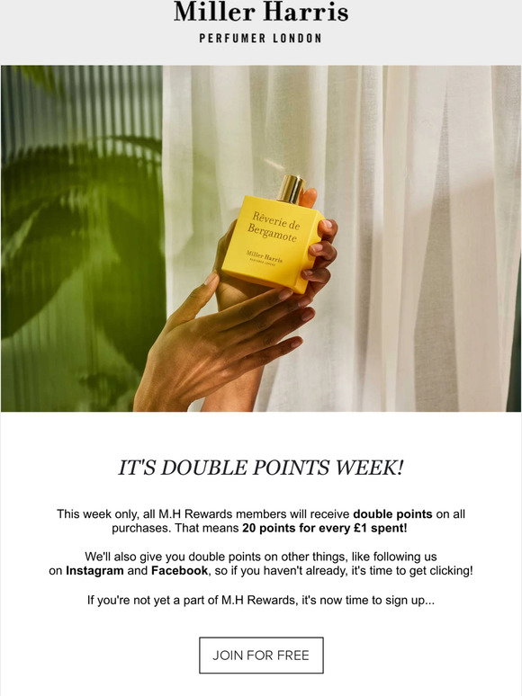 Miller Harris: It's double points week... | Milled