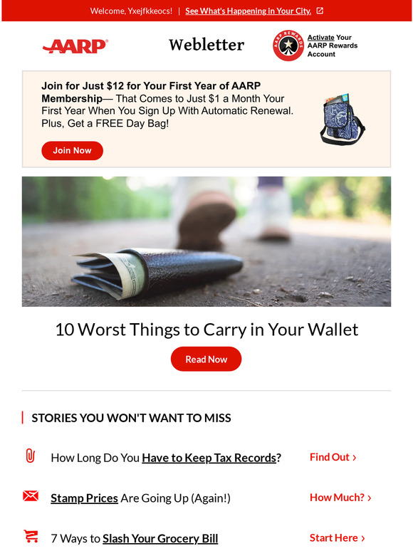 AARP: —, 10 Worst Things to Carry in Your Wallet | Milled