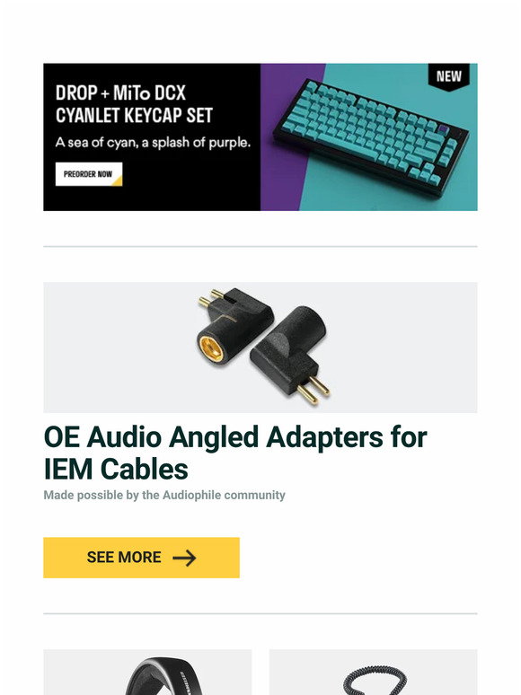 Drop: OE Audio Angled Adapters for IEM Cables, Massdrop x Sennheiser ...