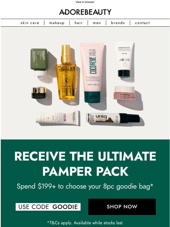 Adore Beauty: Free 8-piece goodie bag to pamper yourself* | Milled