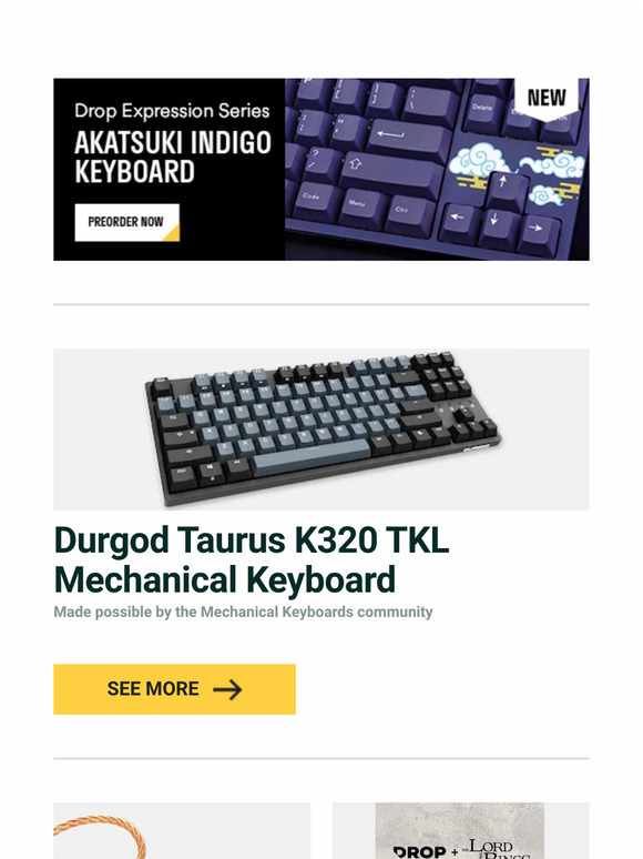 Drop: Durgod Taurus K320 TKL Mechanical Keyboard, Akoustyx R-220 IEM ...