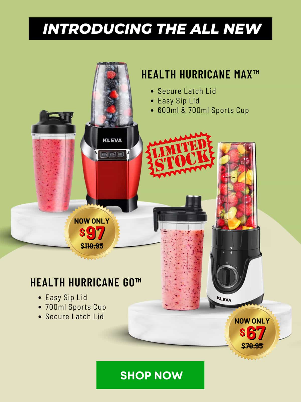 Kleva Range: Introducing: Our New Health Hurricane GO™ & MAX™ | Milled