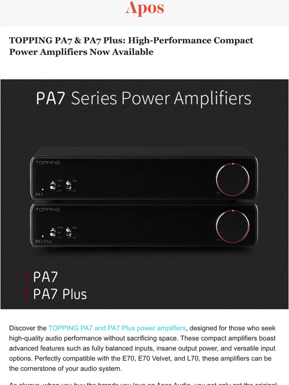 Apos Audio: TOPPING PA7 & PA7 Plus: High-Performance Compact Power ...