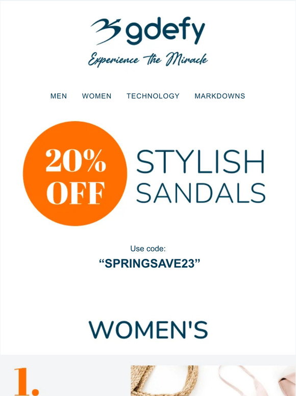 Gravity Defyer: Last call for 20% off sandals! 🩴 🌞 | Milled