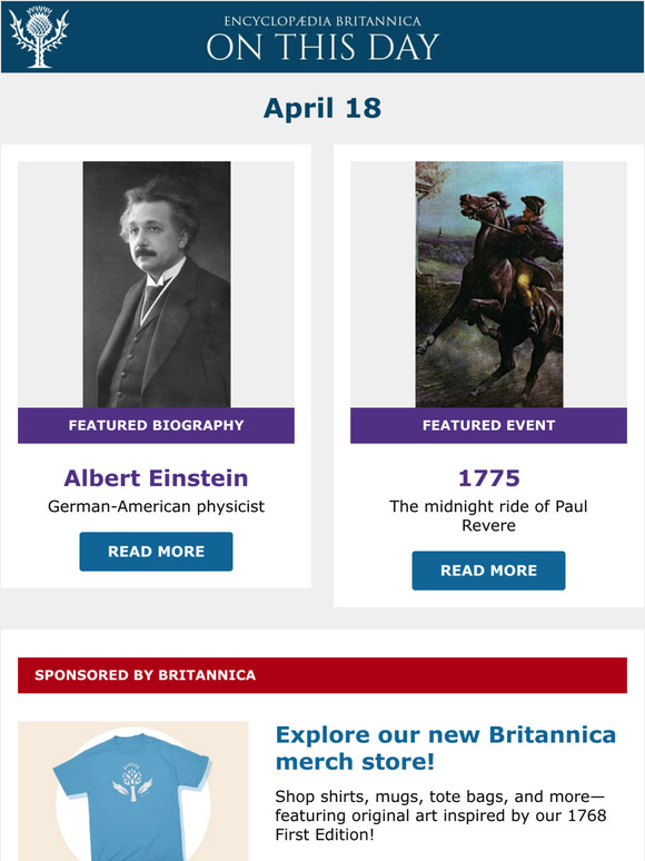 Brittanica: The midnight ride of Paul Revere, Albert Einstein is ...