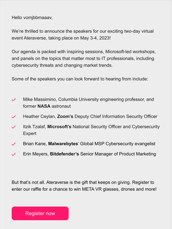 Atera: New speakers from NASA, Zoom & Microsoft announced for ...