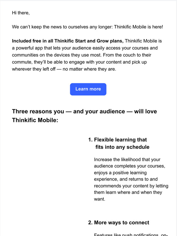 Thinkific: Have you heard? Thinkific Mobile is here. | Milled