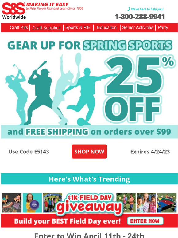 S&S Worldwide: Gear Up For Spring Sports & Save 25%! | Milled