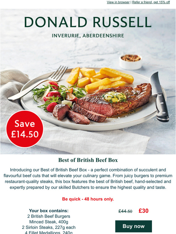 Donald Russell: FLASH: Save £14.50 on British Beef Box 💥 | Milled