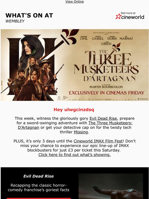 Cineworld: What’s On: Evil Dead Rise, Missing, The Three Musketeers: D ...