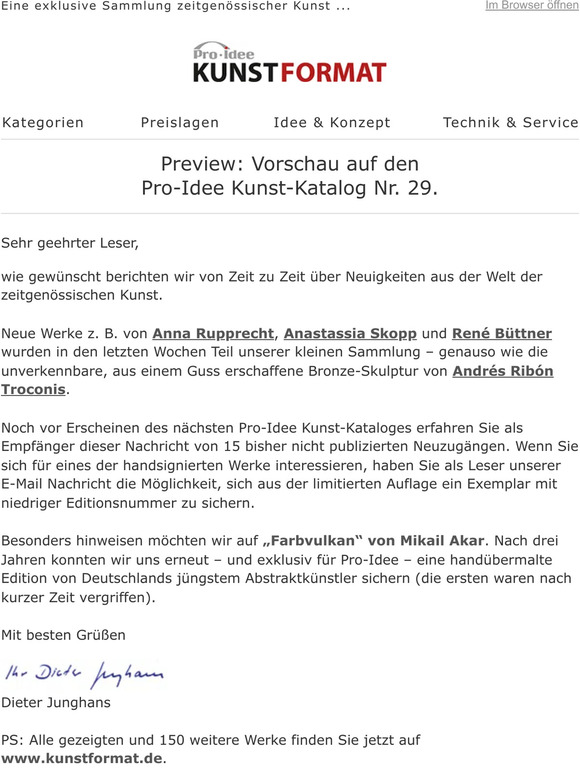 Pro-Idee: Preview: Vorschau auf den Pro-Idee Kunst-Katalog Nr. 29 | Milled